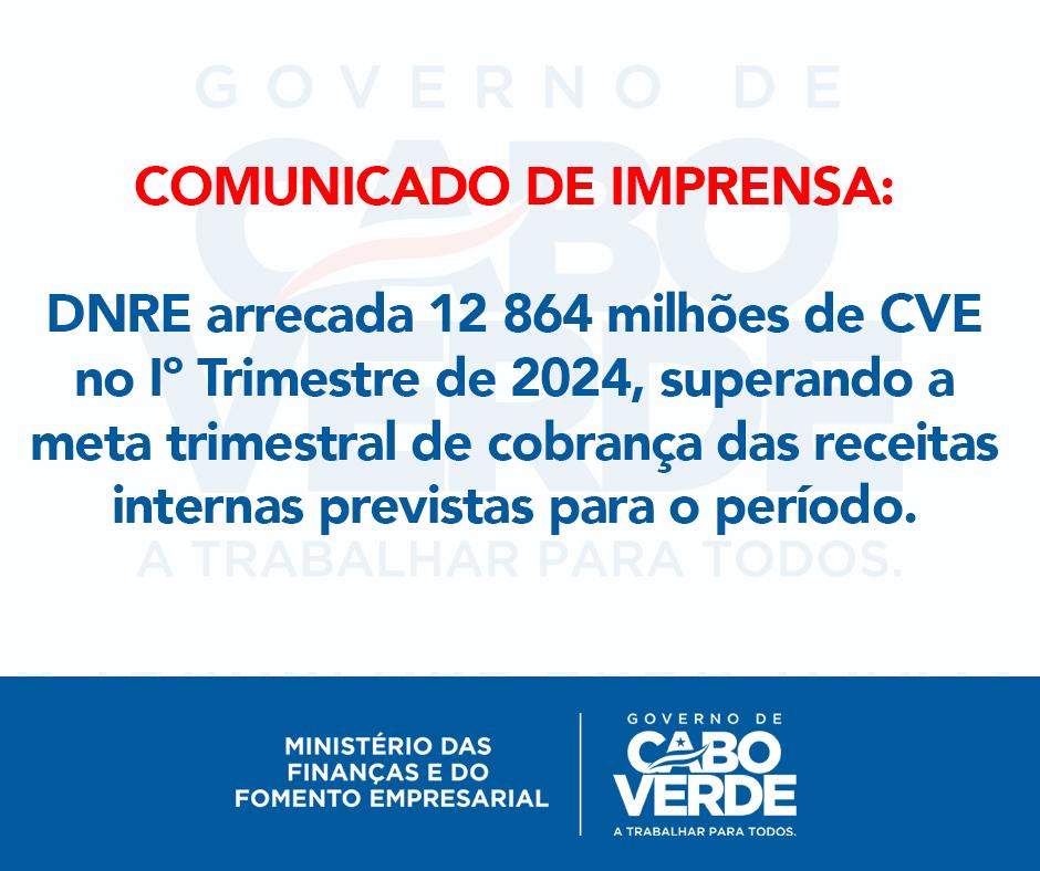 DNRE arrecada 12 864 milhões de CVE no Iº Trimestre de 2024 - Governo ...